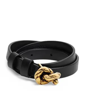 Bottega Veneta Leather Intreccio Knot Belt - Black