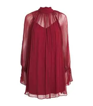Staud Chiffon Mini Dress - Red