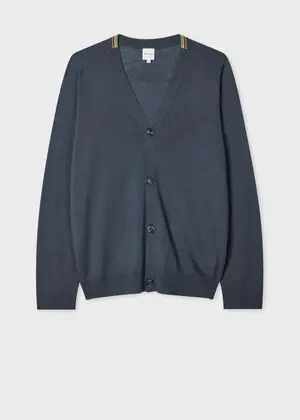 Paul Smith Washable Wool 'signature Stripe' Cardigan - Grey