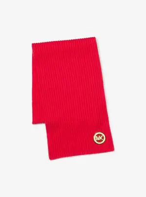 Michael Kors Ribbed Wool Scarf In By - Red