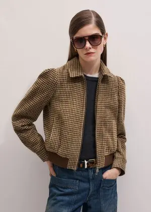 ME+EM Houndstooth Wool Blend Bomber Jacket