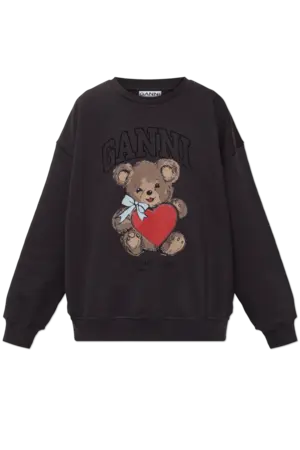 GANNI Sweatshirt With Print And Sequins - Grey