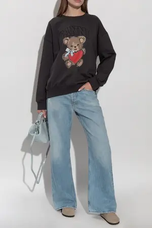 GANNI Sweatshirt With Print And Sequins - Grey