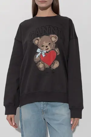GANNI Sweatshirt With Print And Sequins - Grey