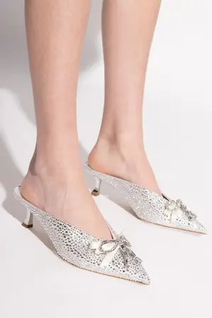 JIMMY CHOO Heeled Mules With Crystal Embellishments - Silver