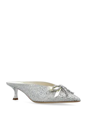 JIMMY CHOO Heeled Mules With Crystal Embellishments - Silver