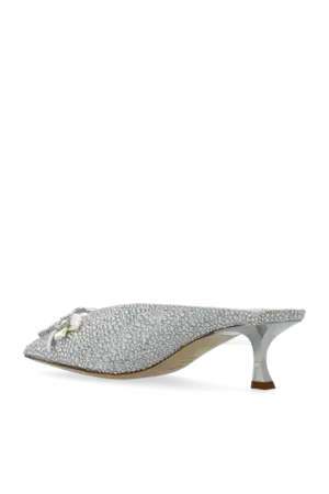 JIMMY CHOO Heeled Mules With Crystal Embellishments - Silver