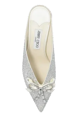 JIMMY CHOO Heeled Mules With Crystal Embellishments - Silver