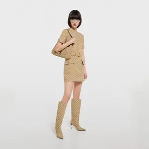Gucci Gg Canvas Knee High Boots