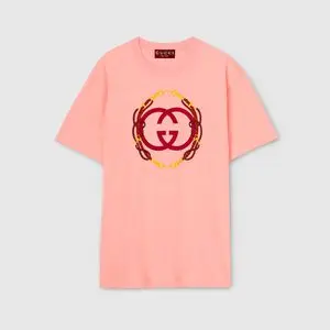 Gucci Cotton Jersey T-shirt With Interlocking G Print And Bridles Embroidery