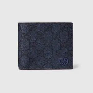 Gucci Bordeaux Interior Gg Bi-fold Wallet Gg Canvas - Black