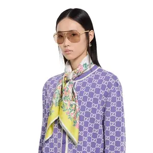 Gucci Printed Silk Twill Carr - Green