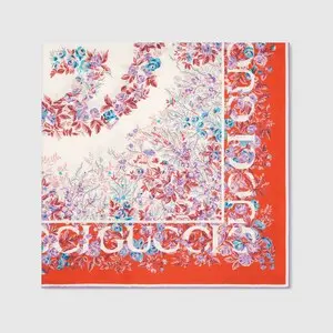 Gucci Printed Silk Twill Carr - Orange