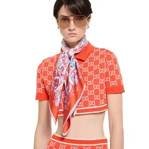 Gucci Printed Silk Twill Carr - Orange