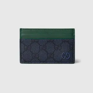 Gucci Green Gg Card Case Gg Canvas - Blue