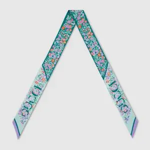 Gucci Printed Silk Twill Ribbon Silk - Green