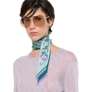 Gucci Printed Silk Twill Ribbon Silk - Green