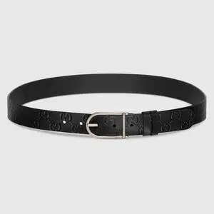 Gucci Reversible Belt With Rounded Buckle - Black