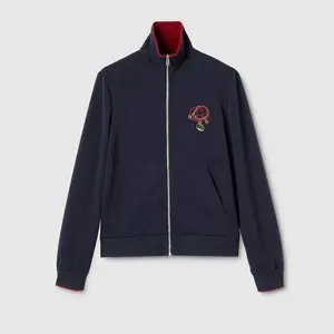 Gucci Technical Jersey Zip Jacket With Embroidery