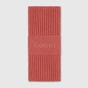 Gucci Wool Cashmere Scarf With Embroidery Wool - Pink