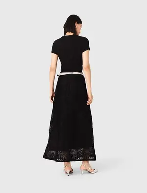 Maje Embroidered Basket-weave Knit Maxi Skirt