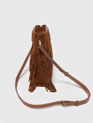 Maje Suede Bag With Fringe Detail - Brown