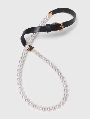 Maje Mixed Bead And Leather Belt