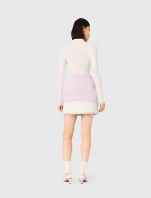 Maje Ribbed Knit Polo Sweater With Silk Blend - Ecru