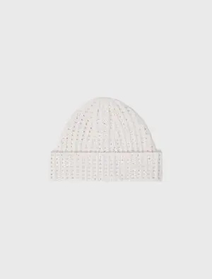 Maje Wool Rhinestone Beanie - Ecru