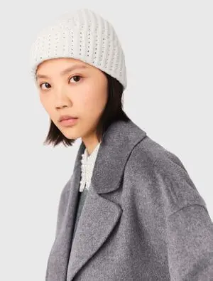 Maje Wool Rhinestone Beanie - Ecru