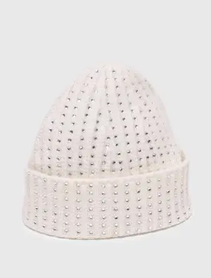 Maje Wool Rhinestone Beanie - Ecru