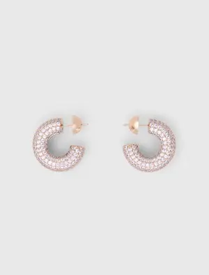 Maje Rhinestone Half-hoop Earrings - Golden / Silver