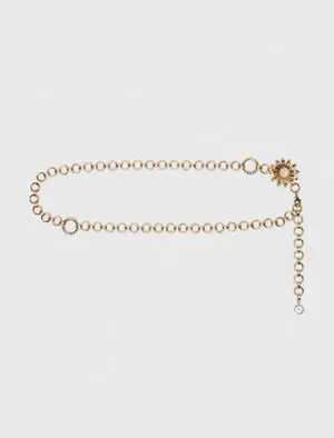 Maje Chain Belt With Flower Detail - Gold