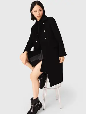 Maje Long Wool-blend Coat