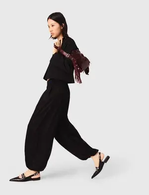 Maje Metallic Pleated Harem Trousers