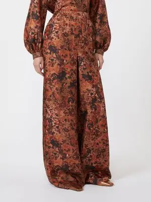 Max Mara Printed Wide-fit Silk Trousers