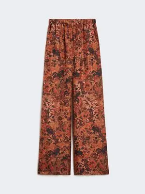 Max Mara Printed Wide-fit Silk Trousers