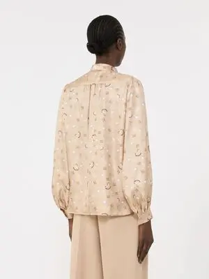 Max Mara Printed Silk Pussy-bow Shirt