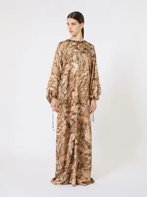 Max Mara Printed Silk Maxi Dress - Gold