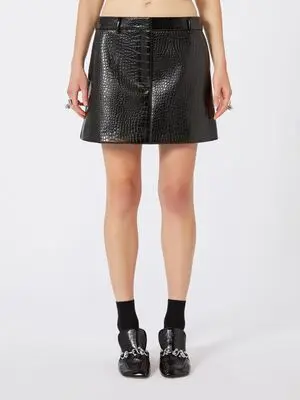 Max Mara Alligator-effect Patent Leather Mini Skirt