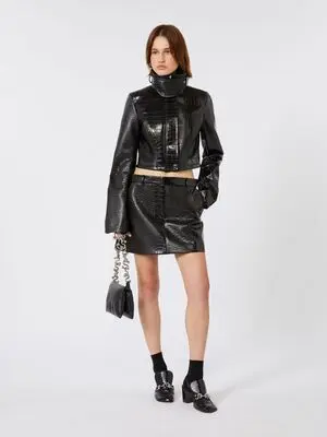 Max Mara Alligator-effect Patent Leather Mini Skirt