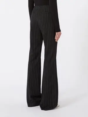 Max Mara Flared Pinstripe Wool Trousers