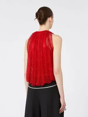 Max Mara Mesh Top With Crystals - Red