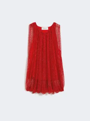 Max Mara Mesh Top With Crystals - Red
