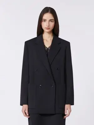 Max Mara Technical Wool Gabardine Double-breasted Blazer