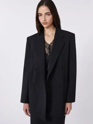 Max Mara Technical Wool Gabardine Double-breasted Blazer