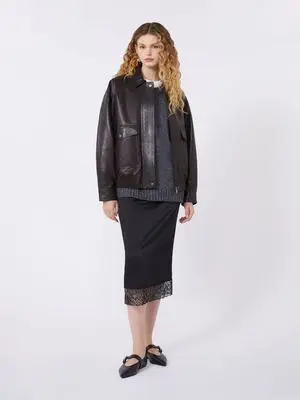 Max Mara Calf-length Skirt With Lace Passementerie Detail
