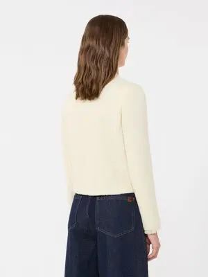 Max Mara Wool-blend Cropped Jacket With Fringed Trims - Ecru