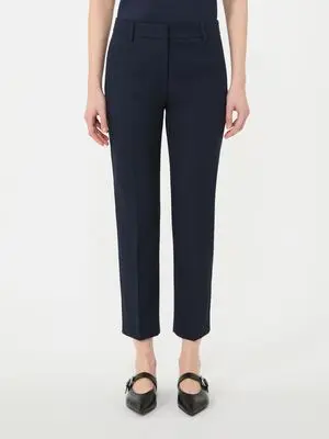 Max Mara Stretch Cotton Cigarette Trousers - Navy