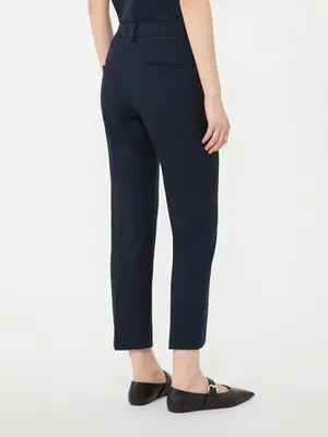 Max Mara Stretch Cotton Cigarette Trousers - Navy